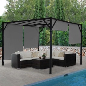 Pergola se stahovací střechou 3x3 m Dekorhome Krémová