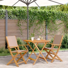 3dílný bistro set taupe textil a masivní dřevo 3281882