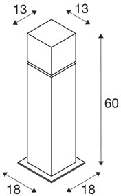 SLV 1000345 Square Pole, venkovní sloupkové svítidlo z nerezu, 1x20W E27, výška 60cm, IP44