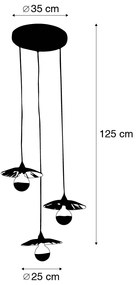 Rustikální závěsné svítidlo černé s lanem 3-světlo - Leia