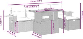 6dílná zahradní sedací souprava s poduškami černá polyratan 3276136