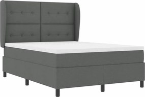 Postel s boxspringem s čelo Tmavě šedá 140 x 190 cm textil 3340558