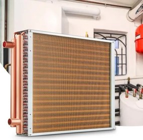45,7 × 50,8 cm výměník tepla voda/vzduch 3řadý 9,5 mm měděné porty 242 žeber