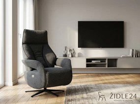 Elektrické polohovací TV křeslo VALIMO - šedá látka
