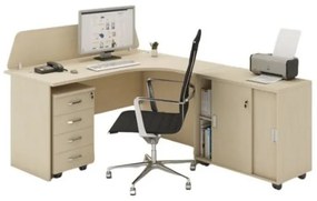 Sestava kancelářského nábytku MIRELLI A+, typ F, pravá, bříza