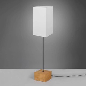 Stojací lampa Woody dřevo/textil, kvádr, bílá