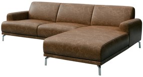 Vintage hnědá kožená rohová pohovka MESONICA Puzo, pravá, 240 cm