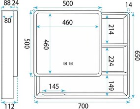 Rea Zrcadlová skříňka s LED osvětlením M1016-70 70x65