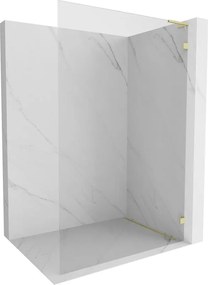 Mexen, Mexen Lunar L sprchová stěna pravá 80 x 200 cm, průhledná 8 mm, zlatý kartáč - 830L-080-000-55-00-P