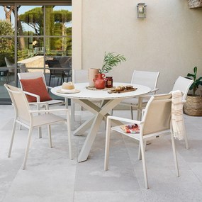 Hliníkový jídelní stůl ORIENT ø 130 cm (ivory)