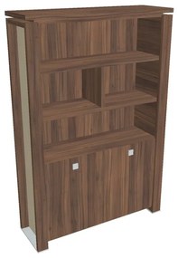 Vysoká skříň Verno+ S 140 x 46 x 210 cm, s regálem, ořech / vanilka