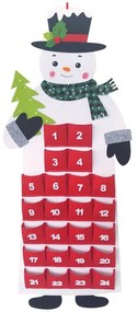 Adventní kalendář sněhulák červený 38,5 x 94 cm
