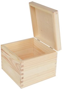 Dřevěná krabička s víkem - 16 x 16 x 13 cm, přírodní