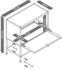 Tchibo - Kovová odkládací skříňka »Cn3« s výklopnými dvířky, hnědošedá