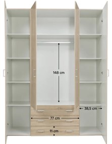 Kondela Skříň, 4 - dveřová, dub sonoma, GWEN 70429
