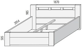 Postel s úložným prostorem VALENCIA senior, boční výklop, masiv buk