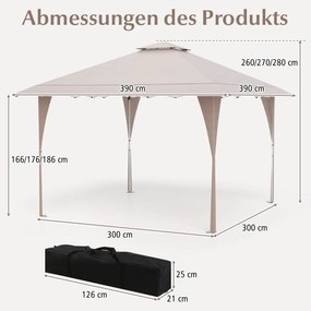 Costway Pop Up Pavilon s dvojitou střechou a kovovým rámem Výškově nastavitelný