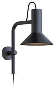 Industriální nástěnná lampička Roomor Wall 3.1 Stínítko: Černé, Vypínač: Na kabelu