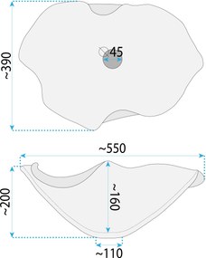 Rea Handmade Art, keramické umyvadlo na desku 540x400x180 mm, ecru-béžová, REA-U6329