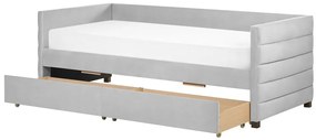 Sametová postel s úložným prostorem 90 x 200 cm šedá MARRAY Beliani