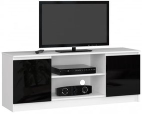 Stolek pod TV RTV 140 2D 1P bílý / černý, lesk