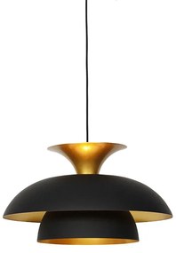 Moderní kulatá závěsná lampa černá se zlatou třívrstvou - Titus