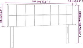 Čelo postele s LED tmavě hnědé 147 x 16 x 78/88 cm textil 3123237