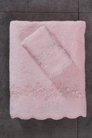 Ručník SILVIA s krajkou 50x100cm Růžová