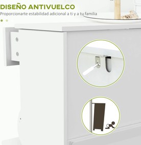HOMCOM Úzký Botník do Předsíně se 2 Sklápěcími Zásuvkami a 1 Vyndavací Zásuvkou pro 8 Párů Bot 60x23,5x98,5 cm Bílý