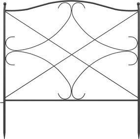 Outsunny Set 5 dekorativních kovových zahradních plotů s ornamenty - 305 x 62 cm černý