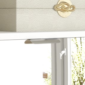 HOMCOM 2-in-1 Botník se Zrcadlovými Dveřmi, 4 Klopové Dveře, Nastavitelné Policie, Úsporný, 76L x 26W x 168H cm Bílý
