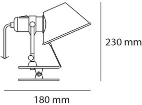 Artemide A044850 Tolomeo pinza, hliníková lampa s klipem, 10W LED 3000K, 23 cm