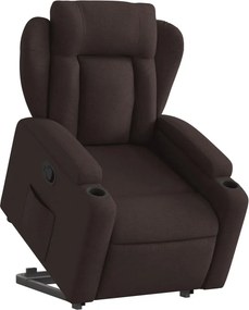Zvedací polohovací křeslo tmavě hnědé textil 3204487