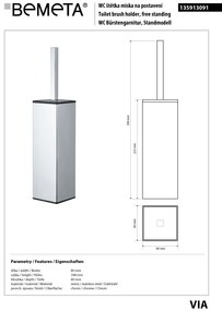 Bemeta Design VIA: WC štětka na postavení/pověšení -