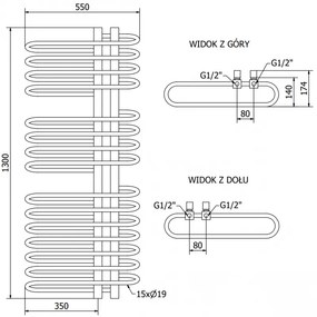 Mexen Ops, elektrické topné těleso 1300x550 mm + topná tyč 900 W, černá, W122-1300-550-2900-70