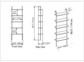 Knihovna PAULA 174x60 cm bílá/zlatá