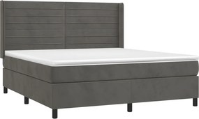 Box spring postel s matrací a LED tmavě šedá 180x200 cm samet 3139638