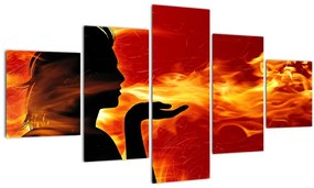 Obraz zeny s plameny (125x70 cm)