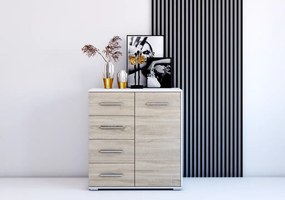 IDZ Komoda FRIDA MINI 1D4S 01, 90 cm Dub Sonoma / Bílá