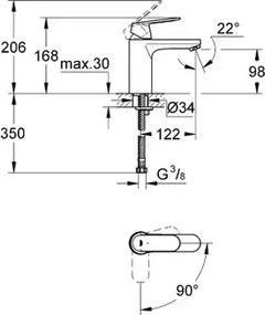 Grohe Eurosmart Cosmopolitan - Páková umyvadlová baterie ES chrom