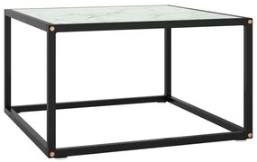 Konferenční stolek černý s bílým mramorovým sklem 60x60x35 cm