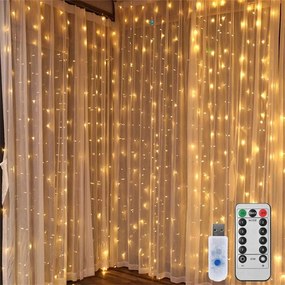 LED světelný závěs STAR RAIN 3x3 m, teplá bílá