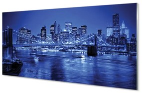 akrylový obraz Panorama most mrakodrapy river 140x70 cm