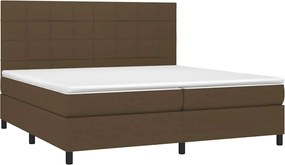 Box spring postel s matrací a LED tmavě hnědá 200x200 cm textil 3134904