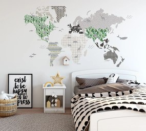 Dekornik Samolepka na zeď Mapa světa hnědá Samolepka na zeď Mapa: 180 x 107 cm