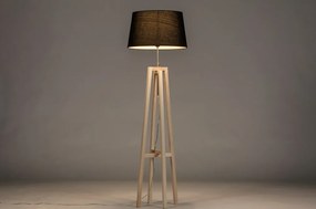 Stojací designová lampa Paola Black and Natur Wood