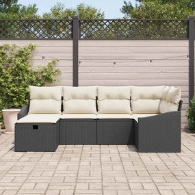 Set pohovek 6 ks Černá a krémová polyratan 3359276