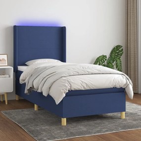 vidaXL Box spring postel s matrací a LED 80 x 200 cm textil [3138670] Barva: Modrá