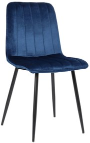 Jídelní židle Dijon ~ samet, kovové nohy černé - Modrá