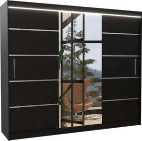 ADRK Furniture Posuvná skříň se zrcadlem a LED osvětlením SALTO 250 SW-SAL-B-250+L-V394